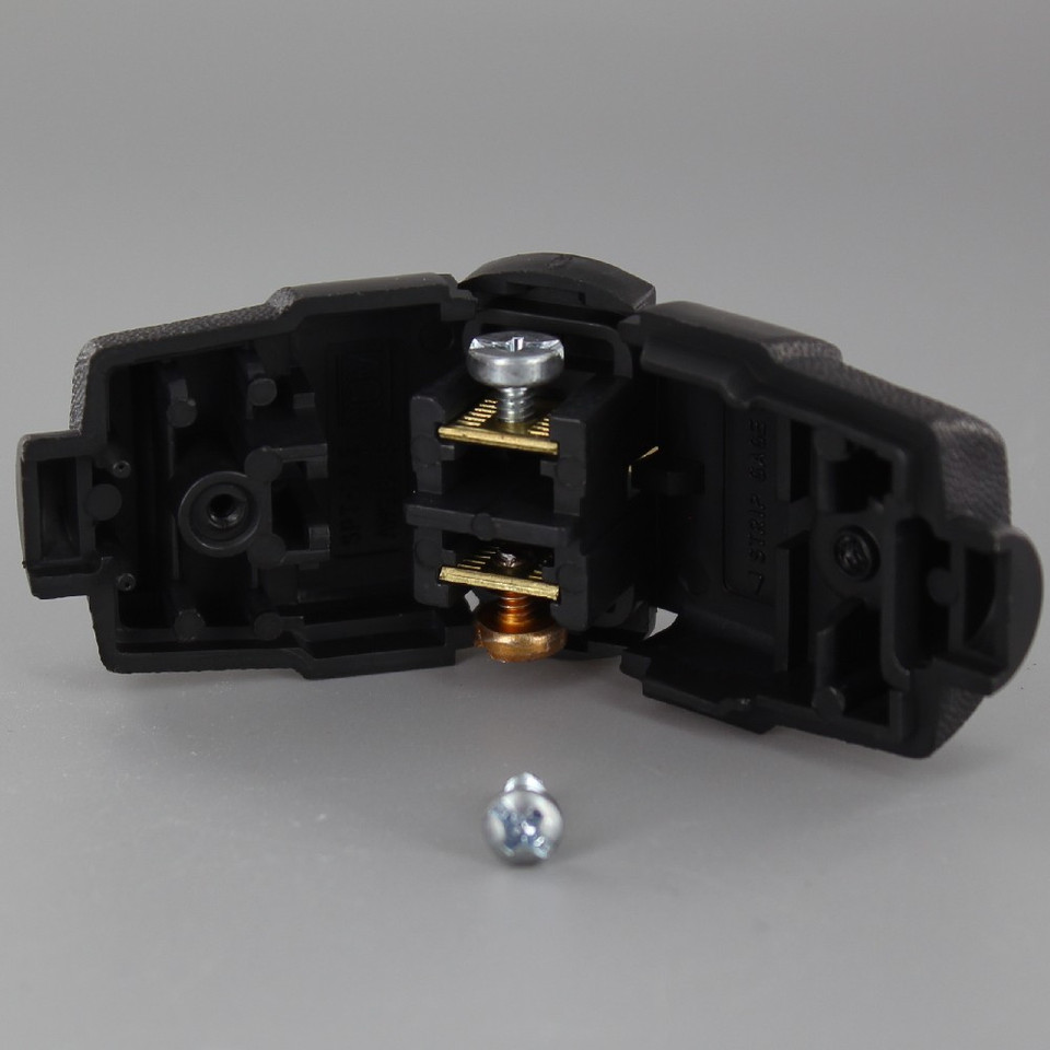 Black - Leviton Polarized Lamp Plug with Screw Terminals