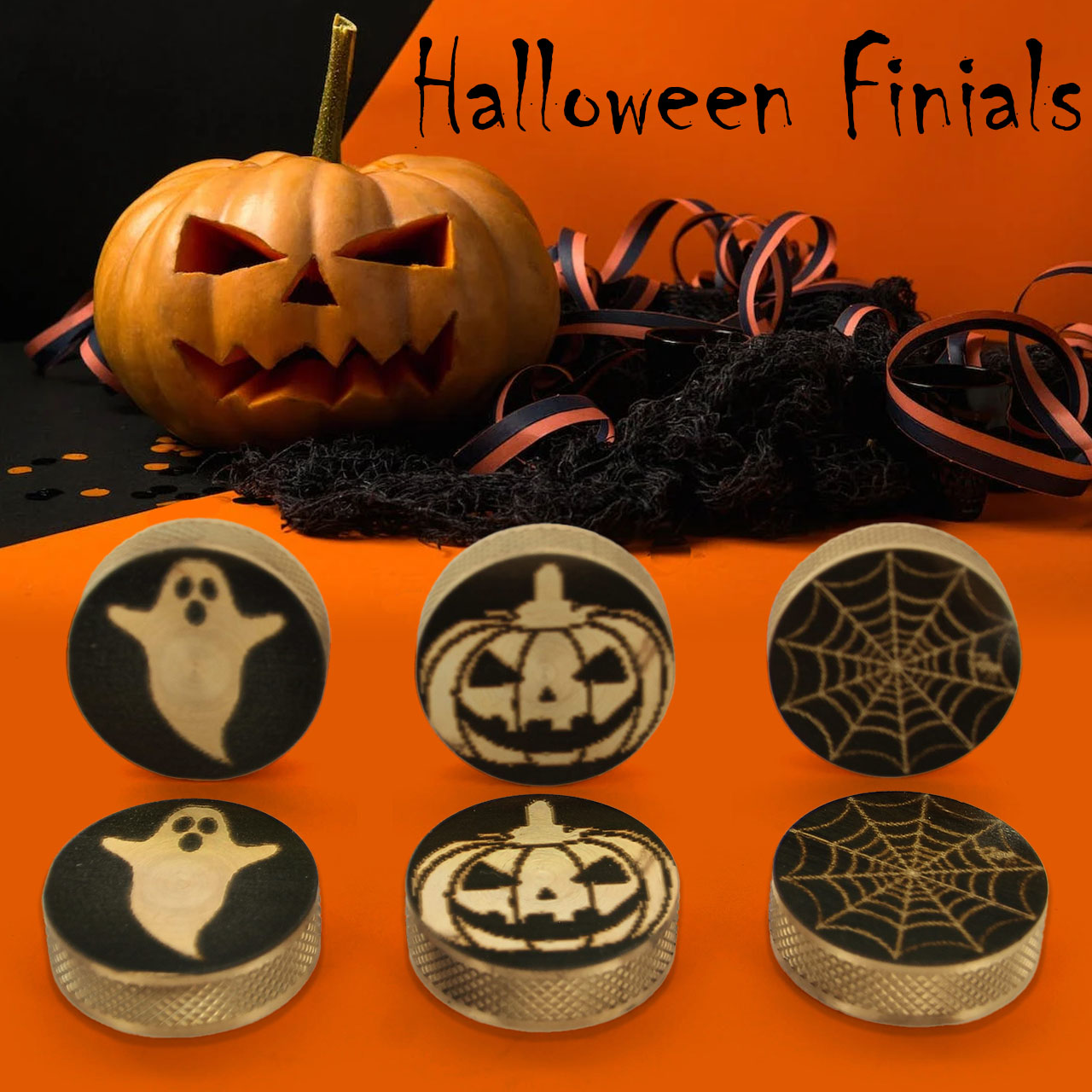 Unveiling the Magic of Halloween Style Laser Engraved Finials - Grand ...