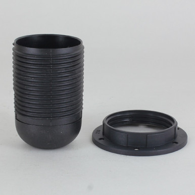 E-12 Black Fully Threaded Skirt Thermoplastic Lamp Socket Shade Ring ...