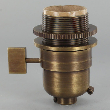 Smooth Shell Long Uno Threaded One Way Square Key Lamp Socket - Antique ...