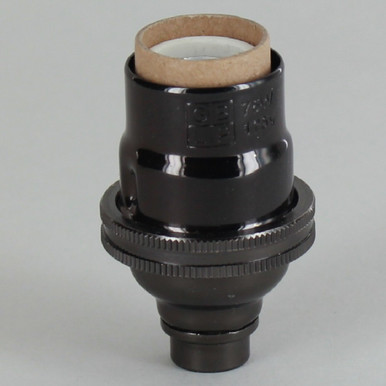 Black Nickel Finish E-12 Socket with Porcelain Interior and Captive Ring