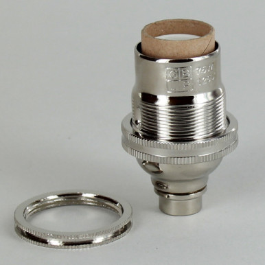 Polished Nickel Finish E-12 Threaded Socket with Shade Ring and ...