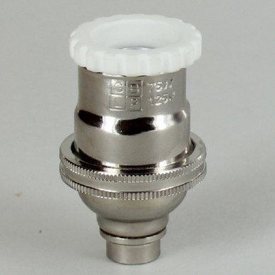 Polished Nickel Finish E-12 Socket with Porcelain Top and Captive Ring
