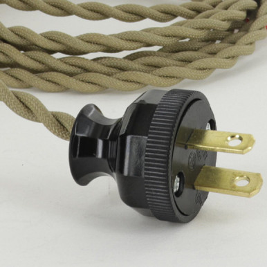 8ft. Antique Gold Twisted Two Conductor Wire Cordset with Antique Style ...