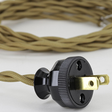 10ft Long Gold Twisted 18/2 SPT-2 Type UL Listed Powercord WITH BLACK ...