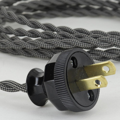 12ft. Black/Beige Diamond Twisted Two Conductor Wire Cordset with ...