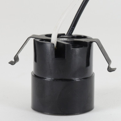 Black E-26 Base Phenolic Snap in Socket with 12in Leads