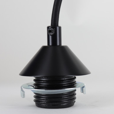 E-26 Black Threaded Skirt Pendant Socket with 10ft Black Cloth Wire