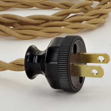 8ft Long Metallic Gold Twisted 18/2 SPT-2 Type UL Listed Powercord with ...