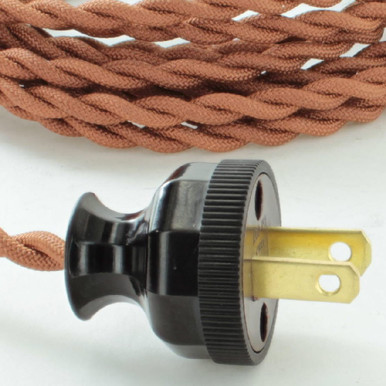 12ft. Metallic Copper Twisted Two Conductor Wire Cordset with Antique ...