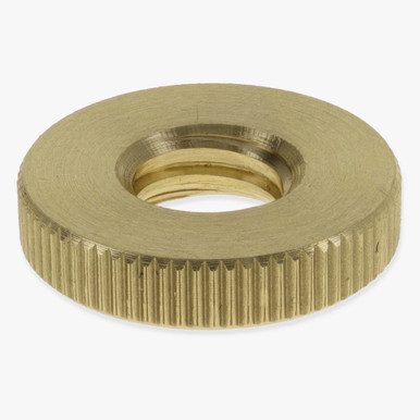 1/4-20 UNC - 9/16in Diameter x 1/8in H - Threaded Knurled Flat Brass ...