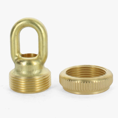 1/4ips - Heavy Duty Brass Screw Collar Loop with Ring - Unfinished Brass
