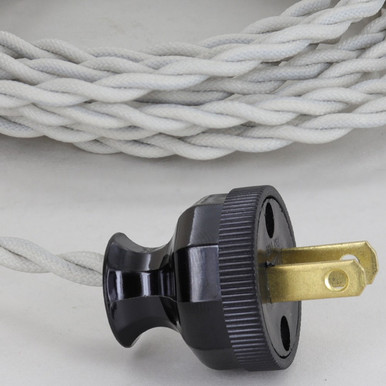 8ft. Oatmeal Twisted Two Conductor Wire Cordset with Antique Style Plug
