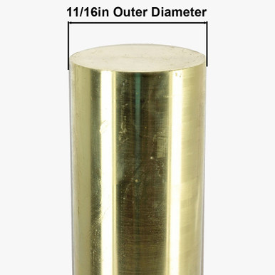 11/16in (0.687in) Diameter Solid C360 Brass Rod - Unfinished Brass
