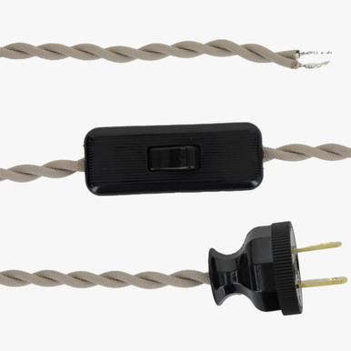 10ft. Beige Twisted Two Conductor Wire Cordset with Antique Style Plug ...