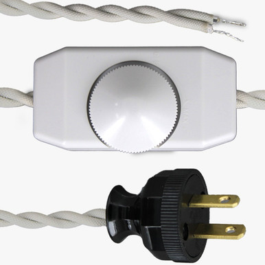 24ft. Oatmeal Twisted Two Conductor Wire Cord Set with Antique Style ...