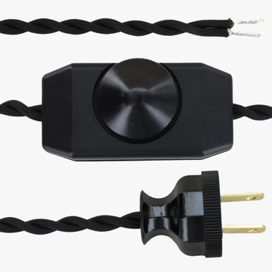 12ft. Black Twisted Two Conductor Wire Cord Set with Antique Style Plug ...