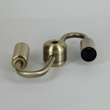 2 Light E-12 Base Wired Keyless S-Cluster - Antique Brass Finish
