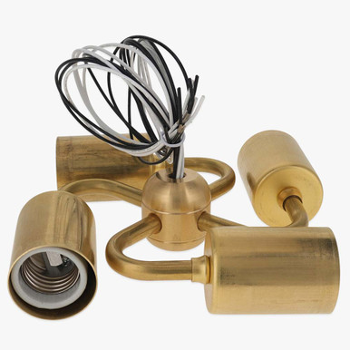 4 - E-26 Socket Cluster with Large Body - Unfinished Brass