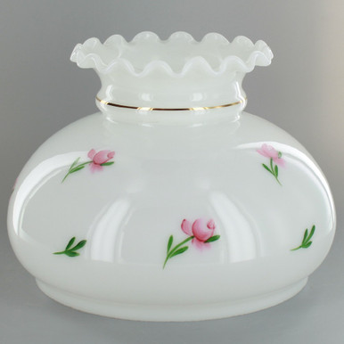 Hand Painted Pink Flower Student Shade with Ruffle Top and 7in. Neck