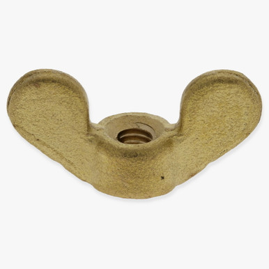 8/32 - 1in Long x 3/8in H - Threaded Brass Wing Nut - Unfinished Brass