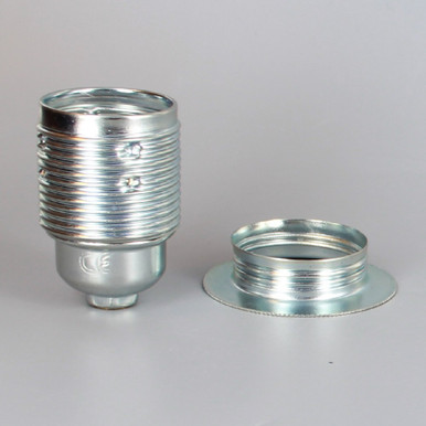 White Zinc Finish European E-27 Grounded Metal Threaded Skirt and Shade ...