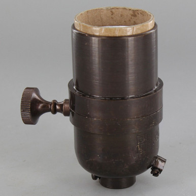 3-WAY ROUND KEY SMOOTH SHELL CAST OIL RUBBED BRONZE LAMP SOCKET 1/8 F ...