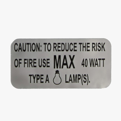 UL 40 Watt Type A Lamp Label