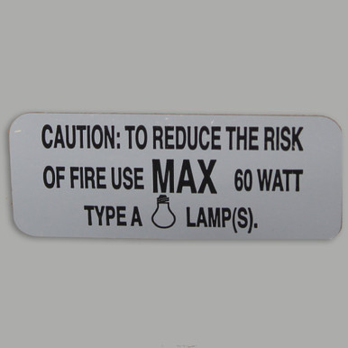 UL 60 Watt Type A Lamp Label