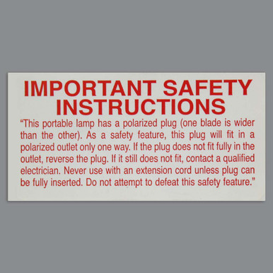 Polarized Plug Safety Label