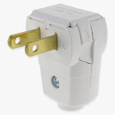 Leviton Non-Polarized Angle Lamp Plug with Screw Terminals - White