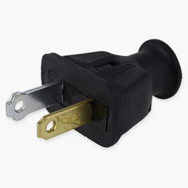 Polarized Non-Grounding Rubber Straight Blade Plug - Black