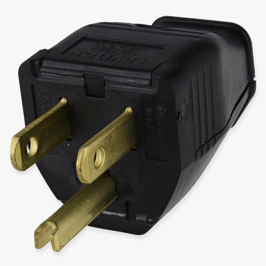 2 Pole 3-Wire Grounding Screw Terminal Connection Plug - Black