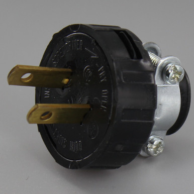 Black - Non-Polarized, Non-Grounding, Round Plug with Cord Clamp