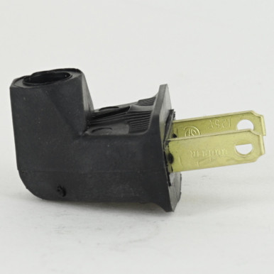 Black - Non-Polarized 2 Wire Flat Angle Side Outlet Lamp Plug with ...