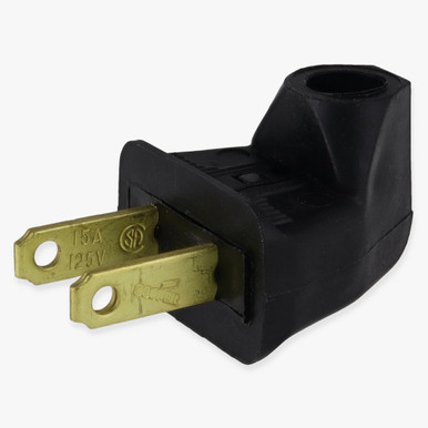 Black - Non-Polarized 2 Wire Flat Angle Side Outlet Lamp Plug with ...