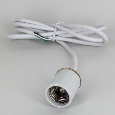 E-26 Porcelain Pendant Socket with 1/8ips. Cap and 6ft. White 18/3 SVT ...