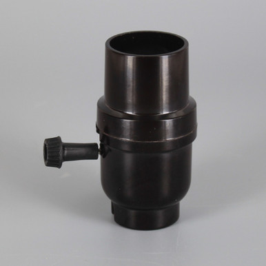 Black E-26 Phenolic Smooth Skirt 3-Way Turn Socket with 1/4ips. Bottom