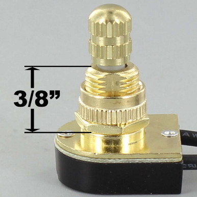3/8in. Shank On/Off Rotary Lamp Switch with Wire Leads - Brass Plated