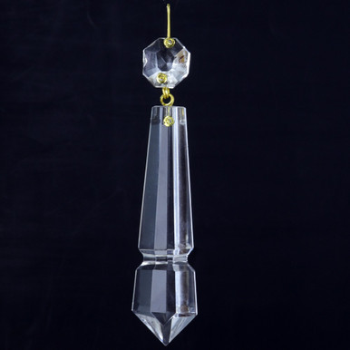 76mm (3in.) Crystal Frog Drop with Jewel and Brass Clip