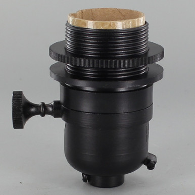 Smooth Shell Long Uno Threaded Three Way Round Key Lamp Socket - Black ...