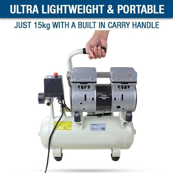 Hyundai 550W 8L Oil Free Low Noise Portable Air Compressor 4CFM 100psi ...
