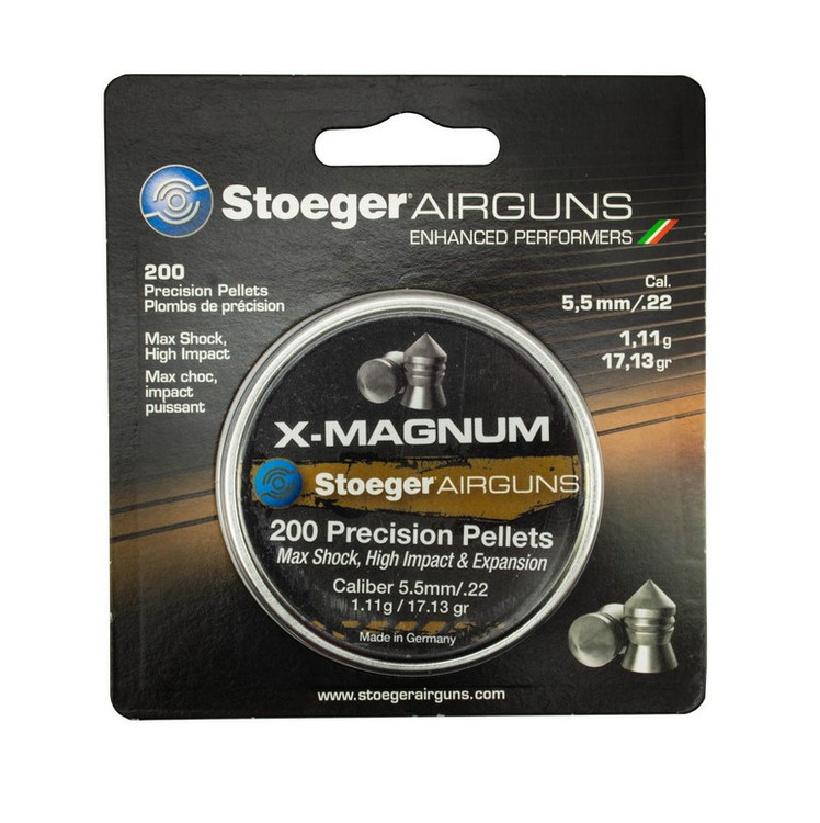 Stoeger Pellets, .22 Cal, X-Magnum, 17.13 gr, 200 Pk - Westside Stores