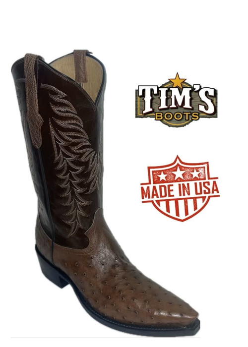 Cowtown Tobacco Full Quill Ostrich - Snipped toe - Tim's Boots