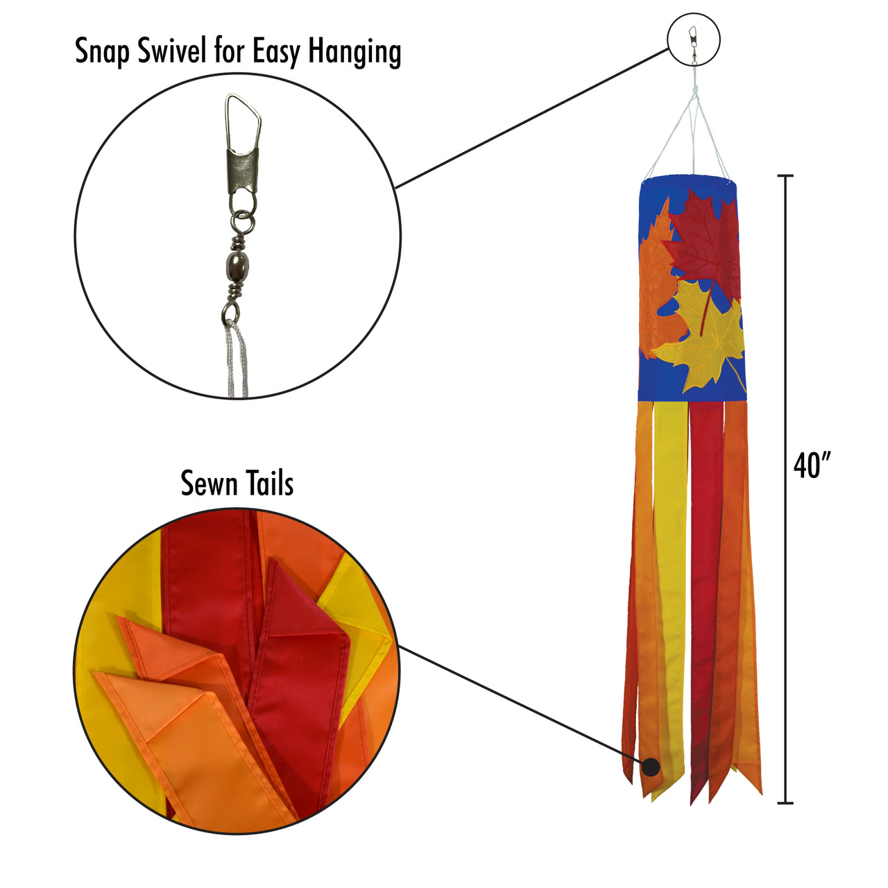 Fall Leaves 40-inch Windsock - Kite Garden