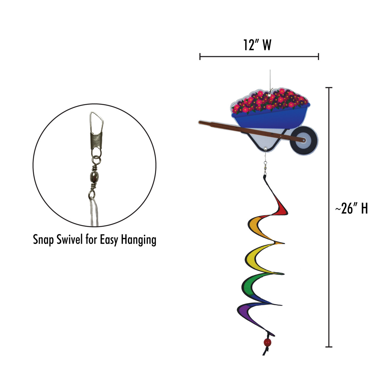 Wheelbarrow Theme Twister Wind Spinner - Kite Garden