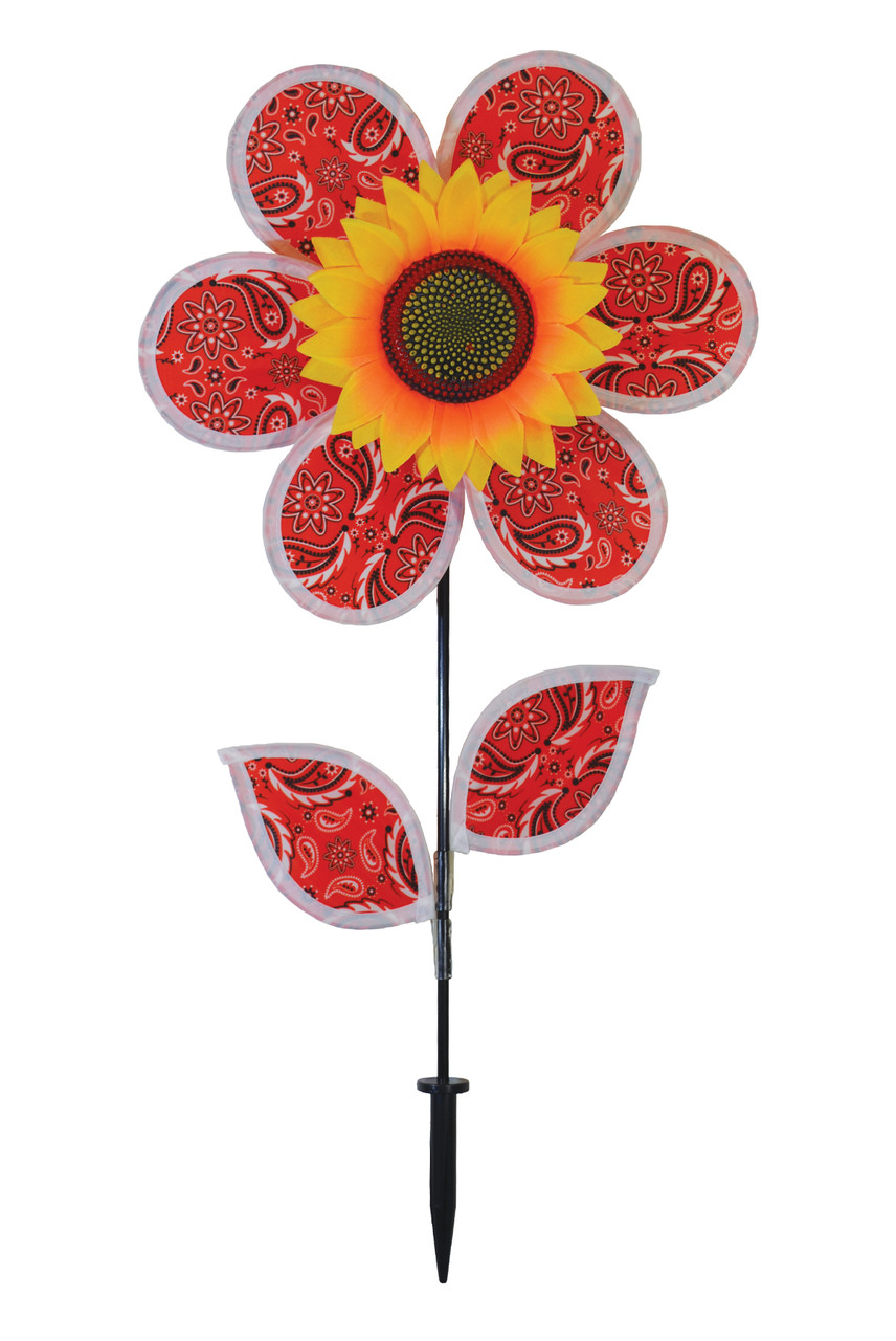 Paisley Sunflower Wind Spinner with Leaves