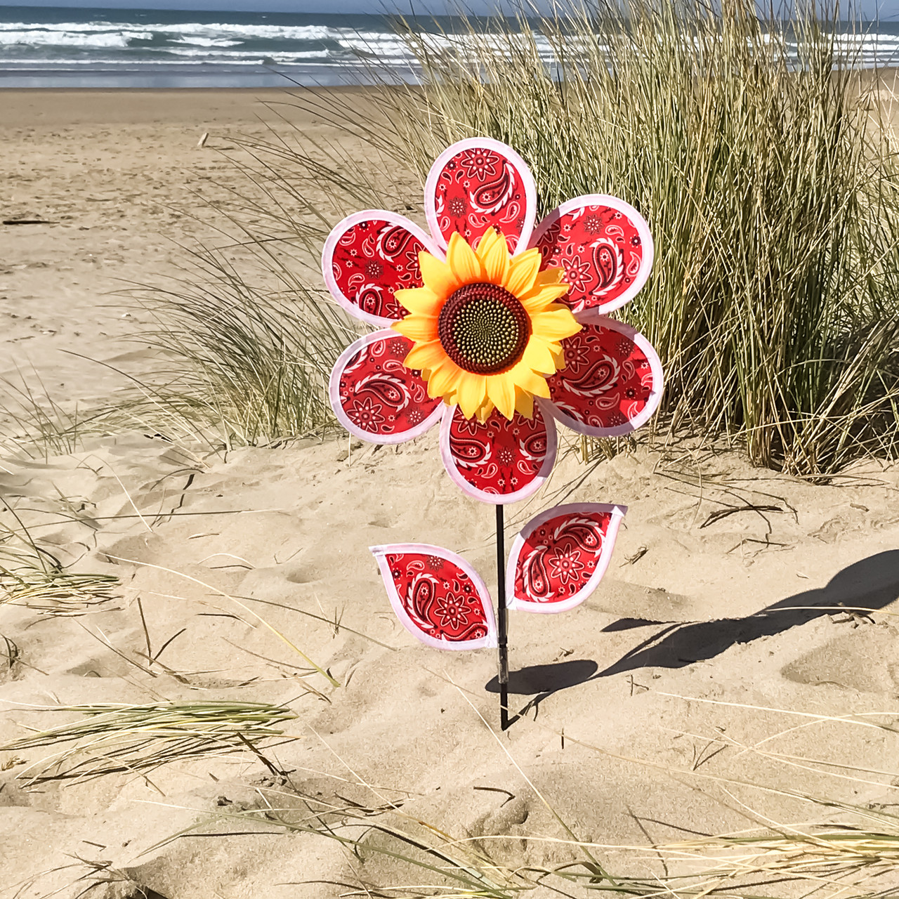 Paisley Sunflower Wind Spinner with Leaves