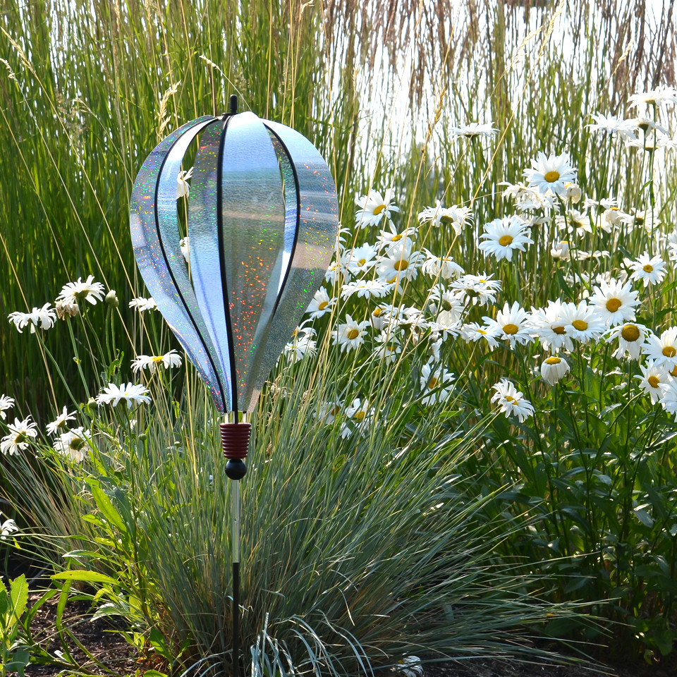 Silver Sparkle 6-panel Hot Air Balloon Ground Spinner - Kite Garden