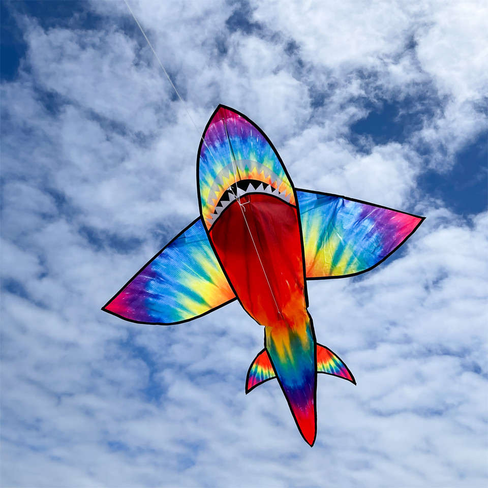 5 foot 3D Tie Dye Shark Kite
